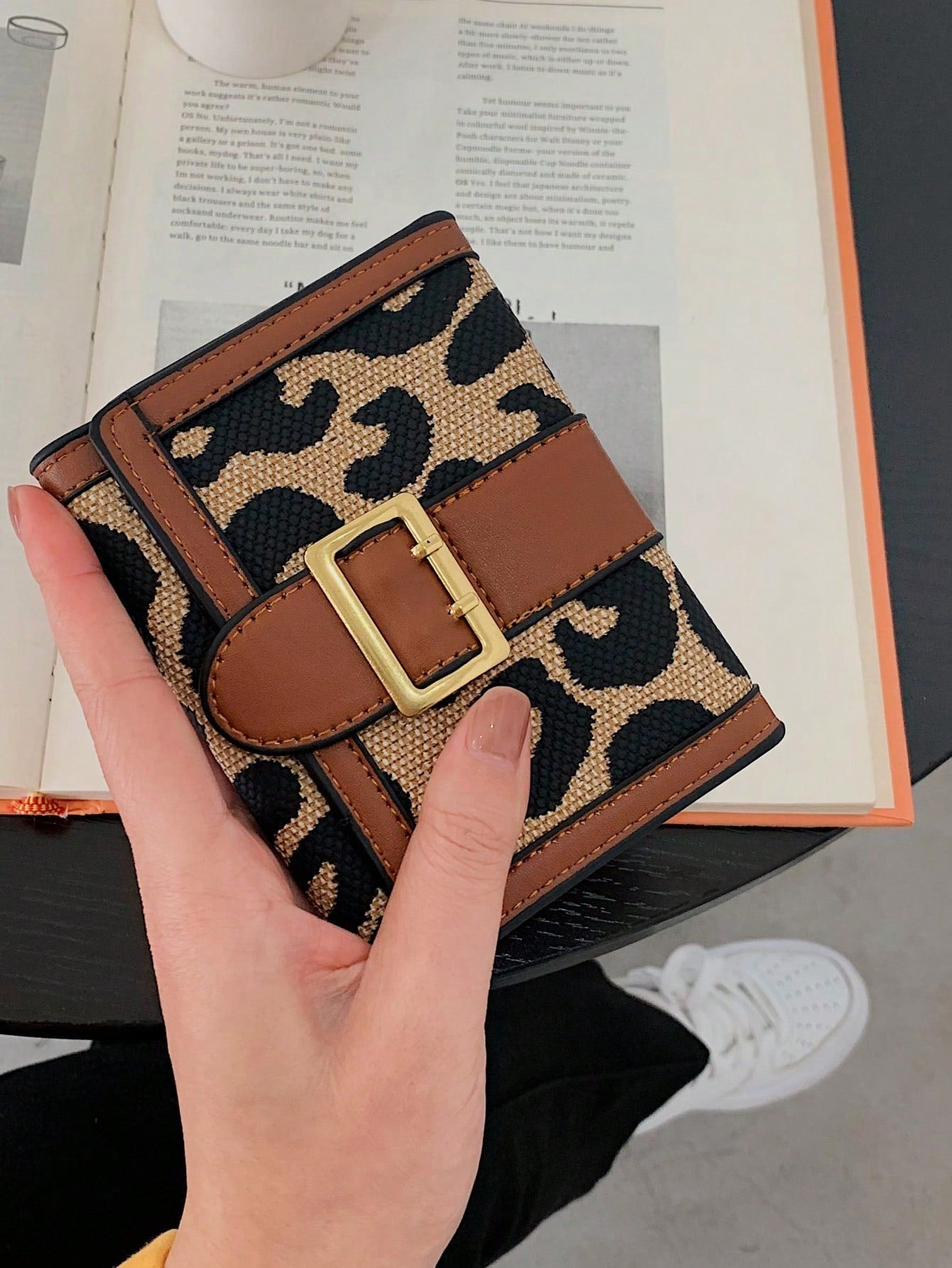 SHEIN Women's Leopard Print Pu Leather Trifold Wallet Card Holder Coin ...